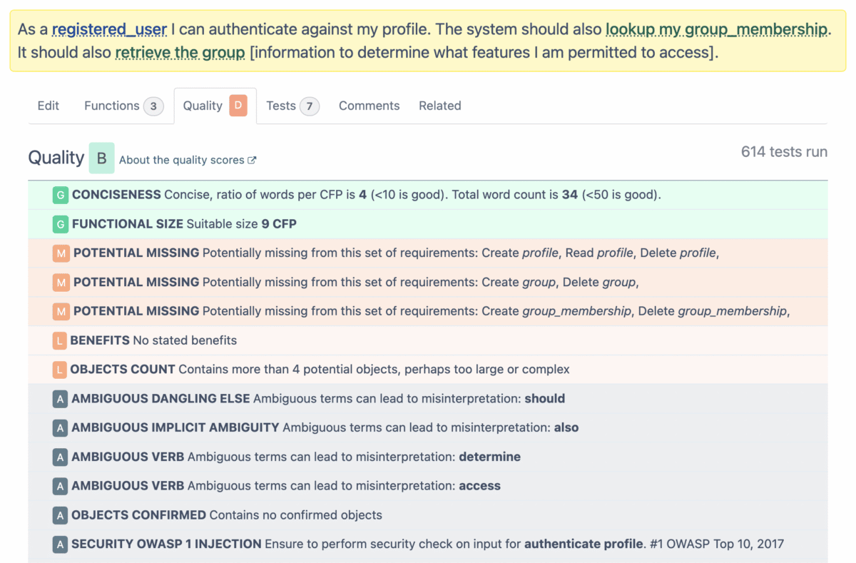 Requirements quality attributes examined